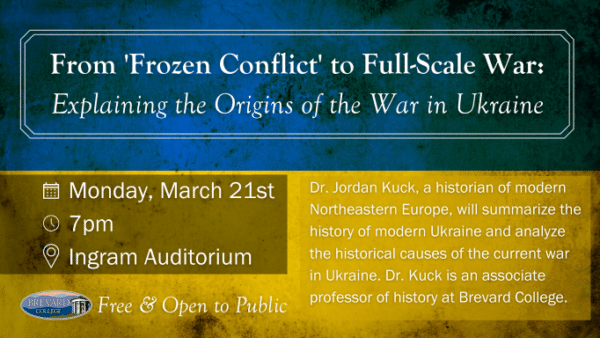 Brevard College History Professor, Dr. Jordan Kuck to Present on War in ...